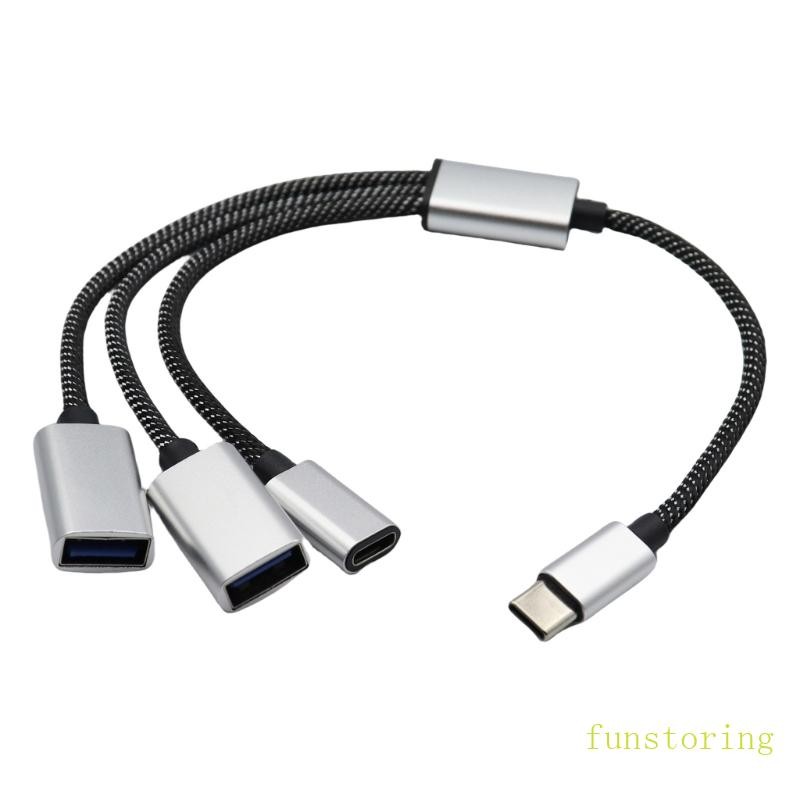 Fun USB Splitter Cable Adapter USB C ชาย 2 หญิง USB + 1 หญิง USB C ...