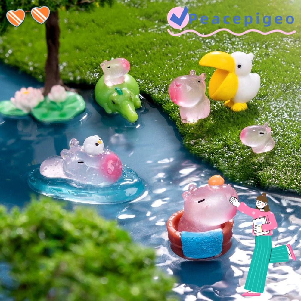 PEACEPIGEO Luminous Capybara รูปปั้น, การ์ตูนเรซิ่น Miniature Capybara ตุ๊กตา, น่ารัก Fairy ...