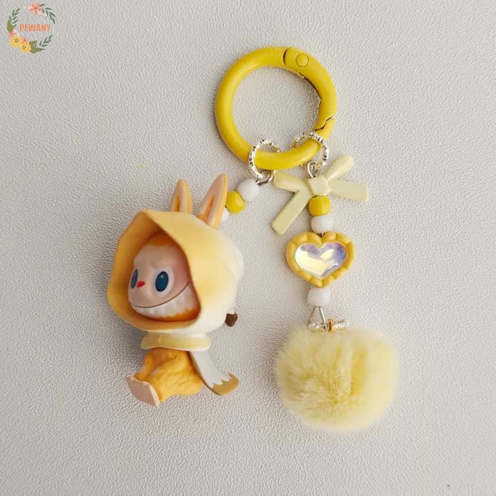 PEWANY Chess King Labubu พวงกุญแจ, ซิลิกาเจล Flocking ดอกไม้ Crybaby ...
