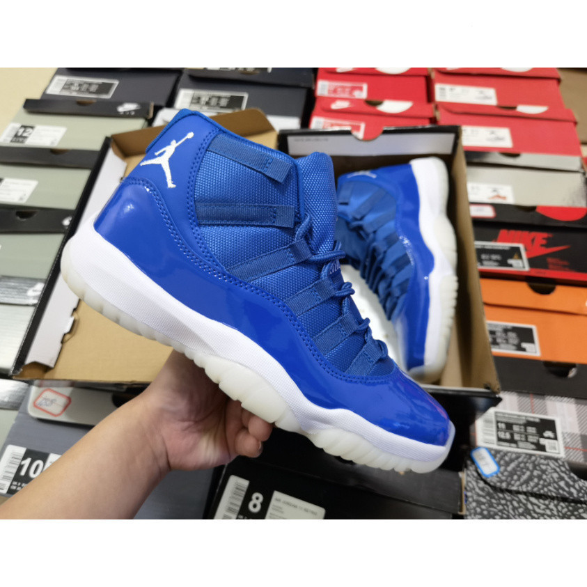 Jordan 11 Retro Blue High-Top รองเท้าบาสเก็ตบอลกันลื่นผู้ชาย | Shopee ...