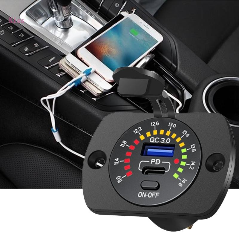 Kiss 3 0 Dual USB Charger Socket พร้อมสวิตช์เปิดสีสันโวลต์มิเตอร์ฟิวส์ ...