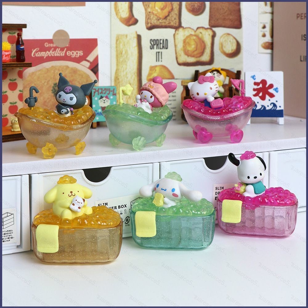 Lg 6pcs Sanrio Bathing Series Action Figure Kitty Kuromi Melody Purin ...