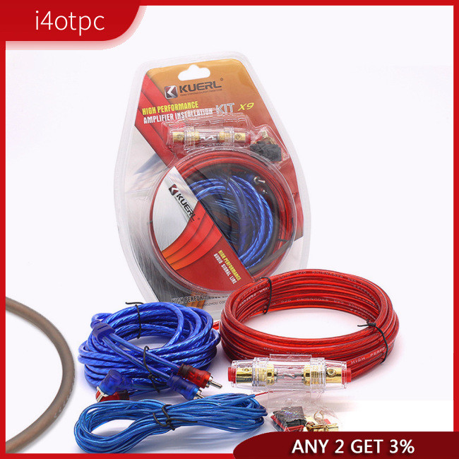 I4otpc ลําโพงเครื่องเสียงรถยนต์ชุดสายไฟเครื่องขยายเสียงลําโพงซับวูฟเฟอร์ติดตั้งสายไฟชุด 10GA ...