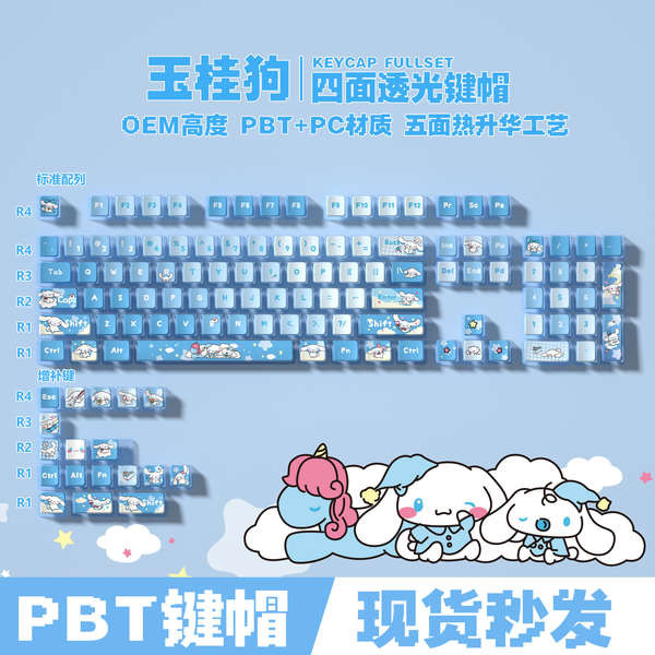 คีย์แคป คีย์แคปไทย Cinnamon Dog Four-Sided Transparent Pudding Keycap ...