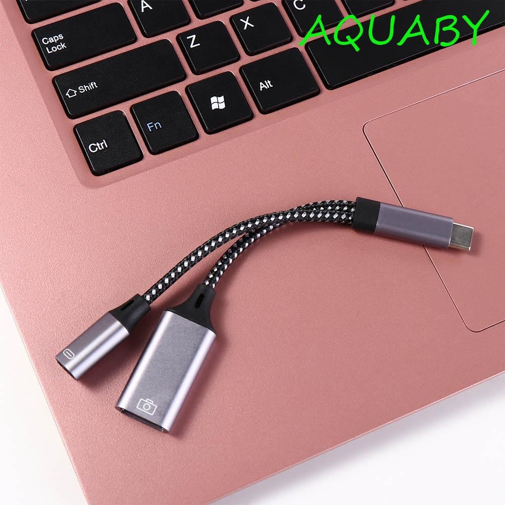 AQUABY 2 in 1 Type-C ถึง USB a Adapter, Type C USB 3.0 USB C OTG Cable Phone Adapter, USB C OTG ...