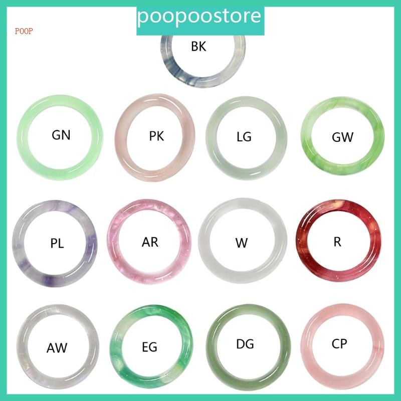 POOP แฟชั่นอะคริลิคเลียนแบบแหวนหยก Minimalist Aesthetic Simple Gradient ...