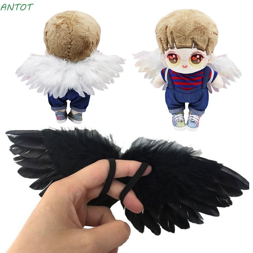 Antot Labubu Angel Wing, Mini White Black Plush Labubu Doll Wing, Plush ...