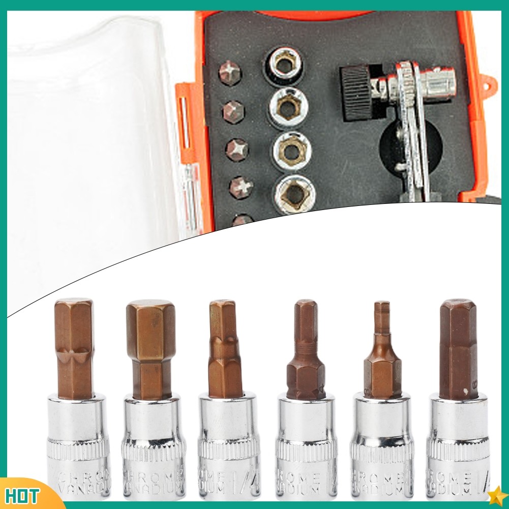 (ใหม่) 6 ชิ้น 1/4 นิ้วไขควงบิตซ็อกเก็ตชุด Hex สกรู Driver Bits ...