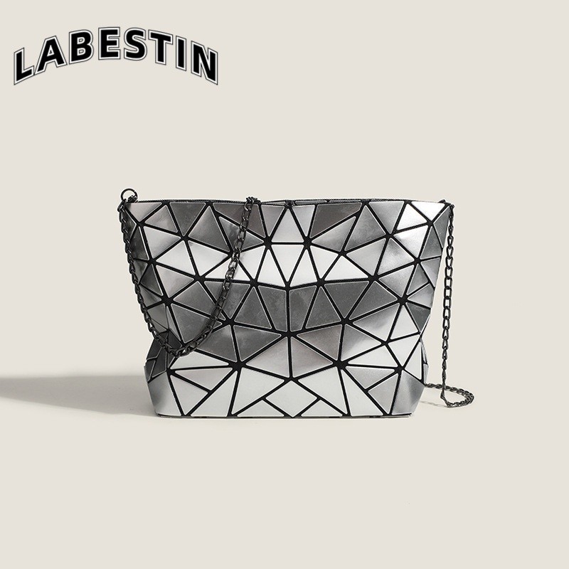 LABESTINเรขาคณิต R hombus โซ่กระเป๋าอเนกประสงค์พับไหล่ C rossbody ...
