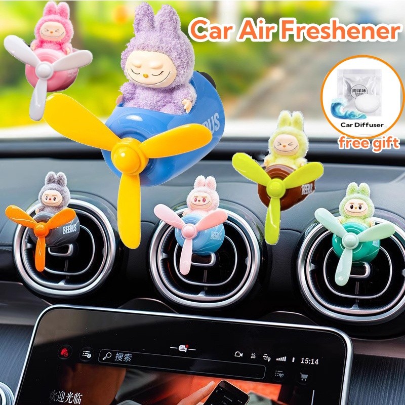 Labubu Pilot Car Air Vent Aromatherapy Car Air Freshener อุปกรณ์ตกแต่งรถยนต์ Outlet Fan ขยาย ...