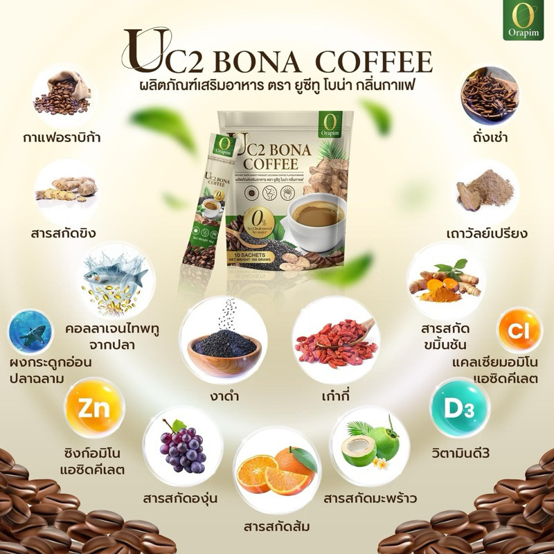 Bona UC2 กาแฟแก้ปวด แบบห่อ 1 ห่อ 10 ซอง ช่วยเพิ่มประสิทธิภาพการทำงานของร่างกาย | Shopee Thailand