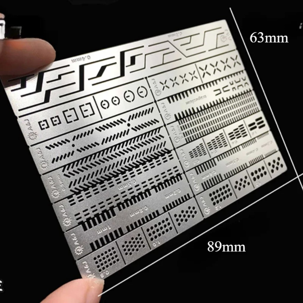 13 In 1 สแตนเลสแกะสลักไม้บรรทัดเจาะหลุมรายละเอียด Scibe Line Stencil ...