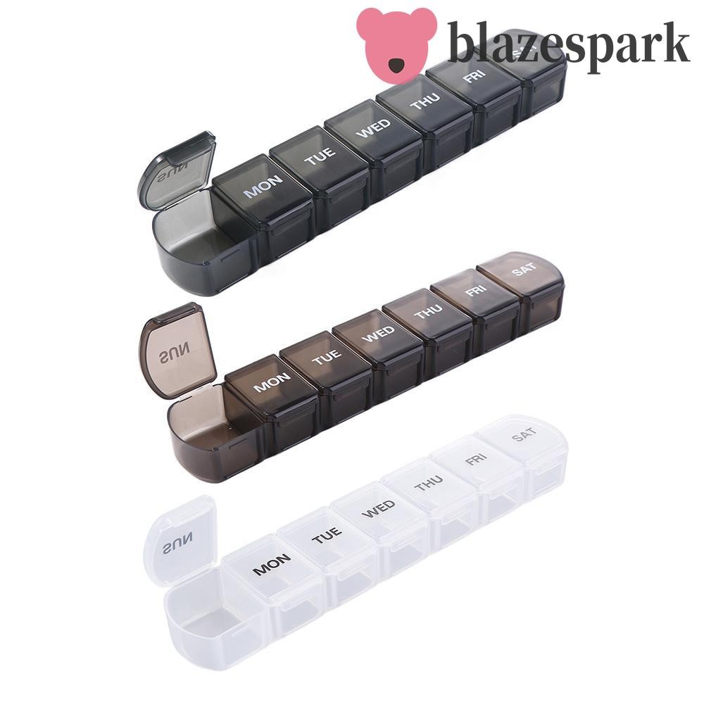 Blazespark 7 วันกล่องเก็บยากันน้ําโปร่งใสมินิวิตามินคอนเทนเนอร์แท็บเล็ต Splitters พลาสติก ...