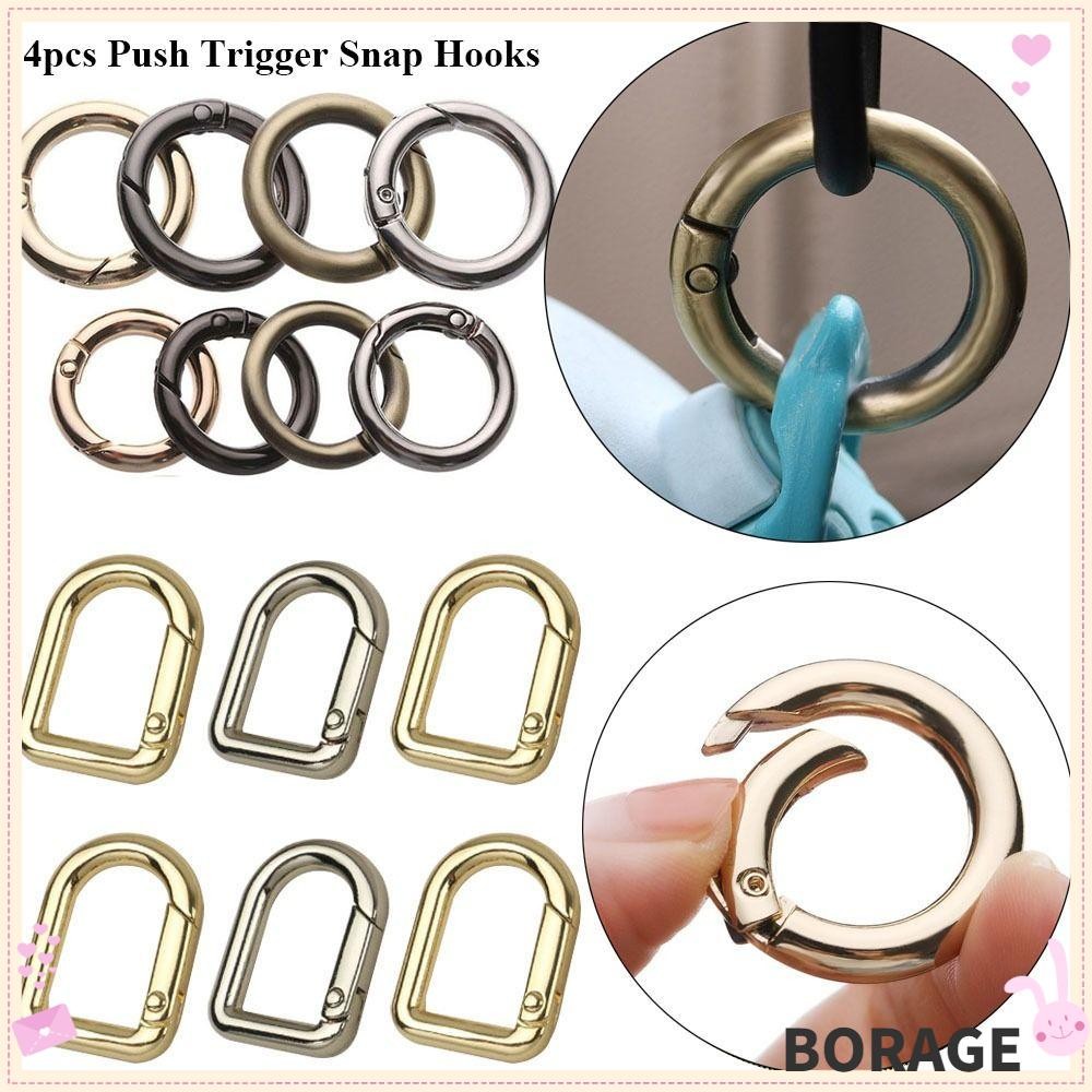 BORAG 4 ชิ้น Carabiner กระเป๋าถือคุณภาพสูงประตูชุบรอบ Push Trigger Snap Clasp คลิป | Shopee Thailand