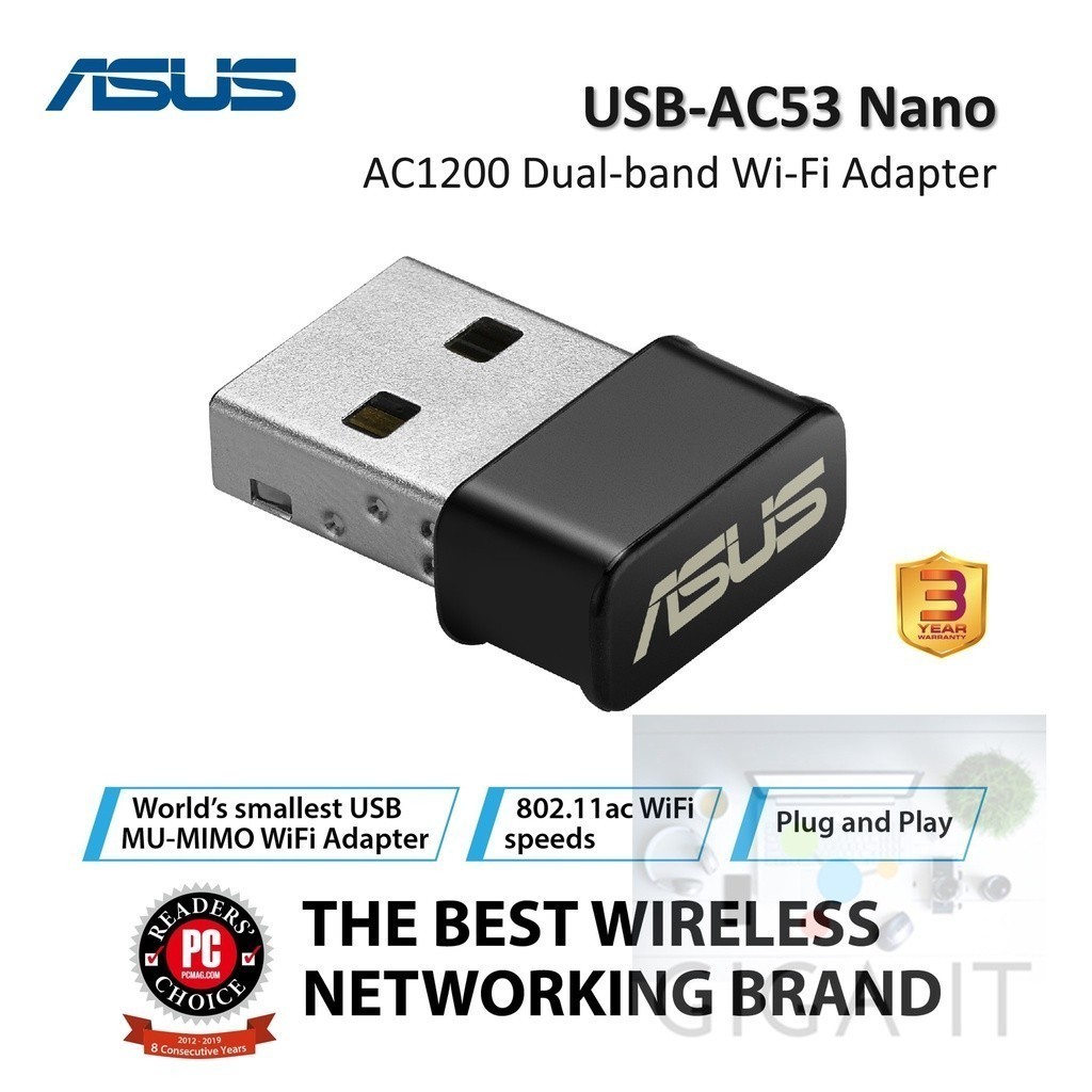 ASUS USB-AC53 Nano AC1200 Dual-band USB Wi-Fi Adapter ประกันศูนย์ Asus ...