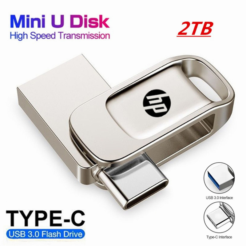 Hp 1TB 2TB OTG Type-C ไดรฟ์ปากกามินิโลหะ USB Memory Stick USB Stick Key ...