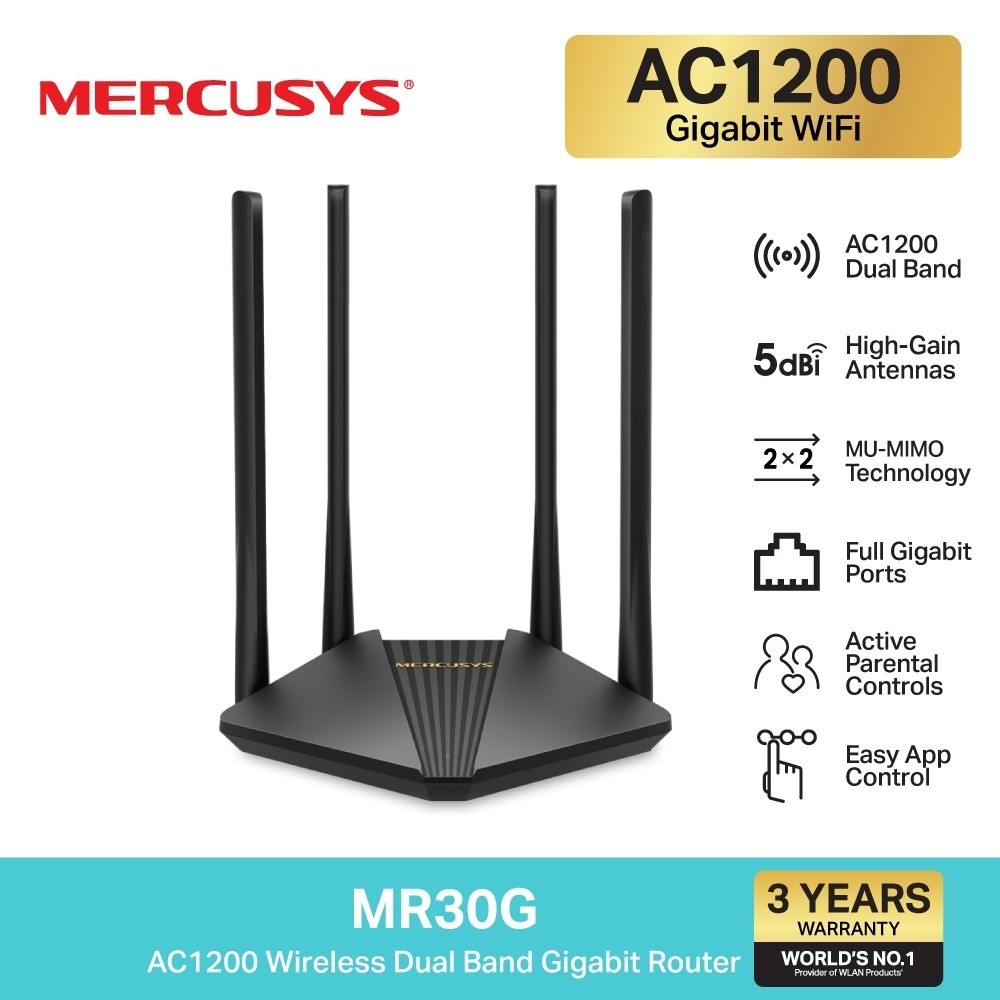 Mercusys MR30G และ AC12G เราเตอร์ไวไฟ AC1200 (ไม่รองรับการใส่ซิม) สนุก ...