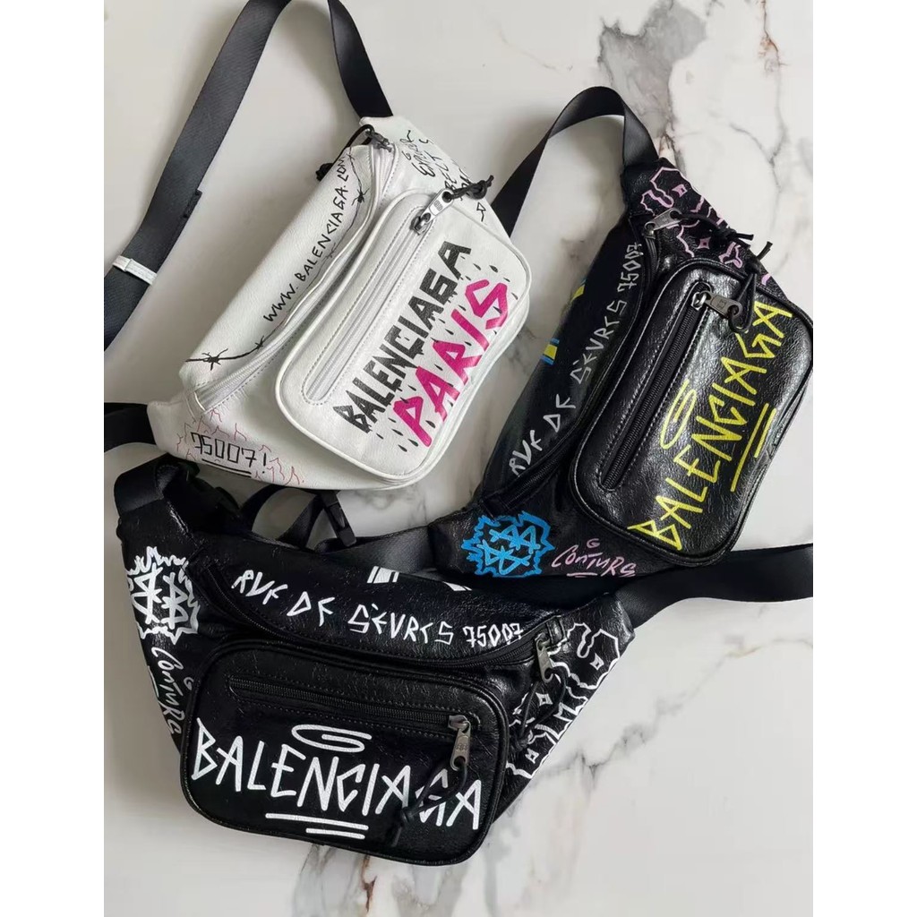 Blcg Graffiti Style Cowhide Chest Bag กระเป๋าคาดเอว | Shopee Thailand