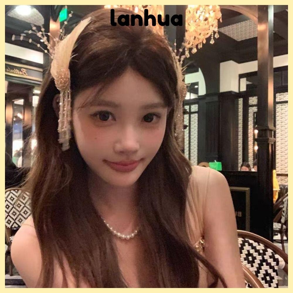 Lanhua คลิปหน้าม้า, ไข่มุกขนนก Fascinators กิ๊บติดผม, แฟชั่น 20s Gatsby ...