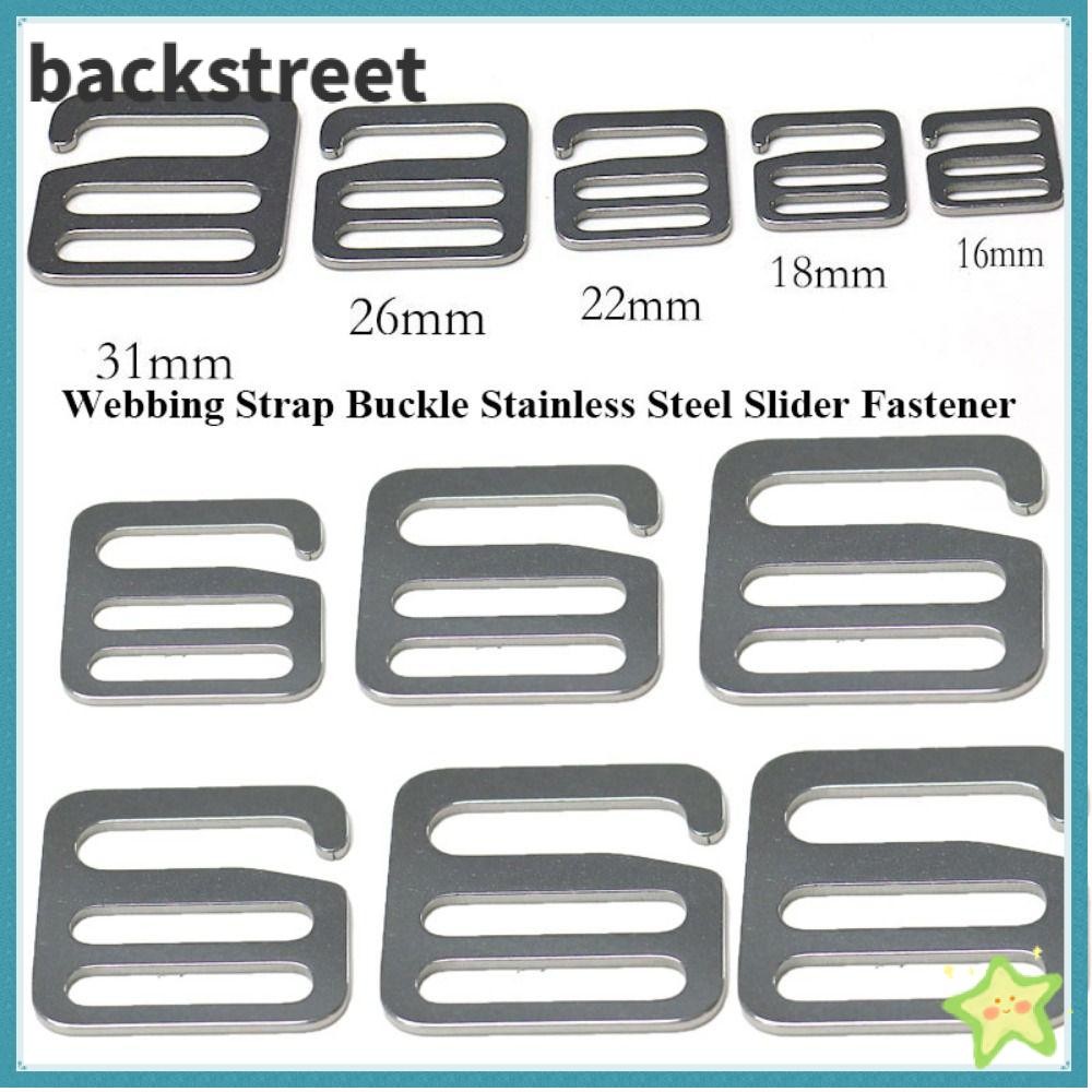 BACKSTAGEREAT Slider Fastener, 6 ขนาดสแตนเลสสตีลสายรัดหัวเข็มขัด,สายรัด ...