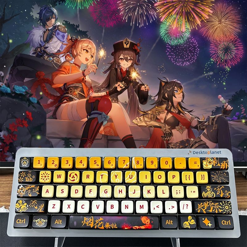 Genshin Impact Yoimiya Pudding Keycap SAX โปรไฟล์ 125 คีย์ PBT ห้าด้าน ...