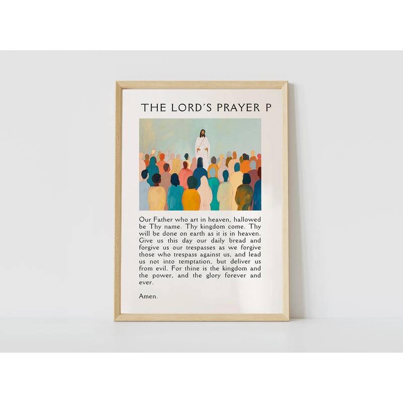 The Lords Prayer Bible Verse Retro Christian Wall Art Christian ...