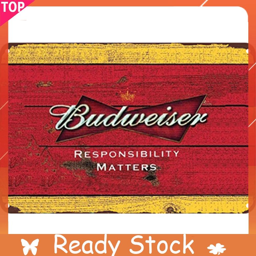 โลหะ Budweiser ป้ายดีบุกสี่เหลี่ยมผืนผ้าภาพวาดเหล็ก Wall Home Bar ...