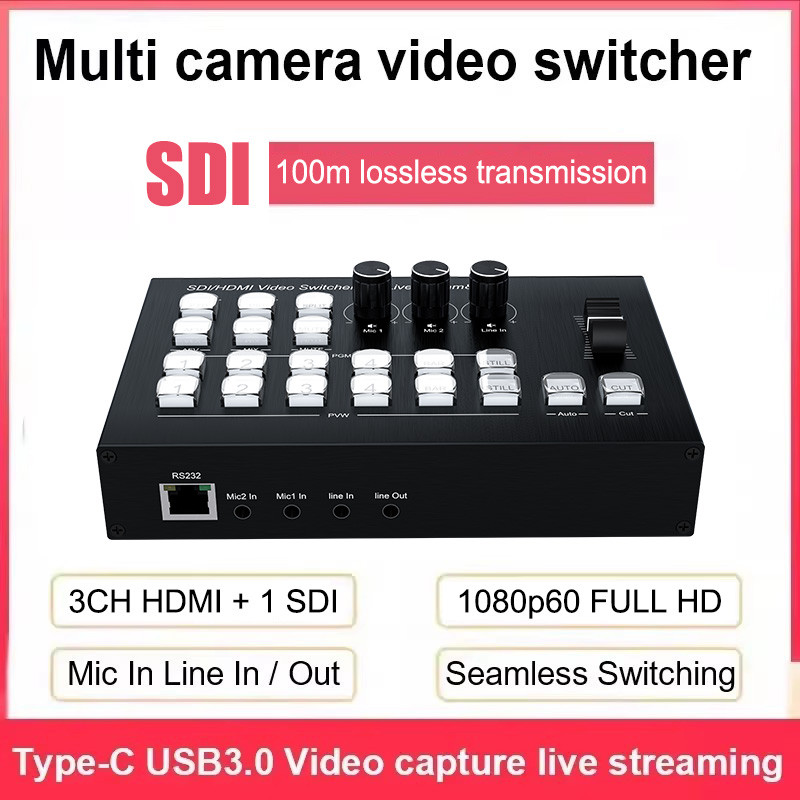 Sdi HDMI Video Switcher 4 Channel Multi Camera Streaming Live ...