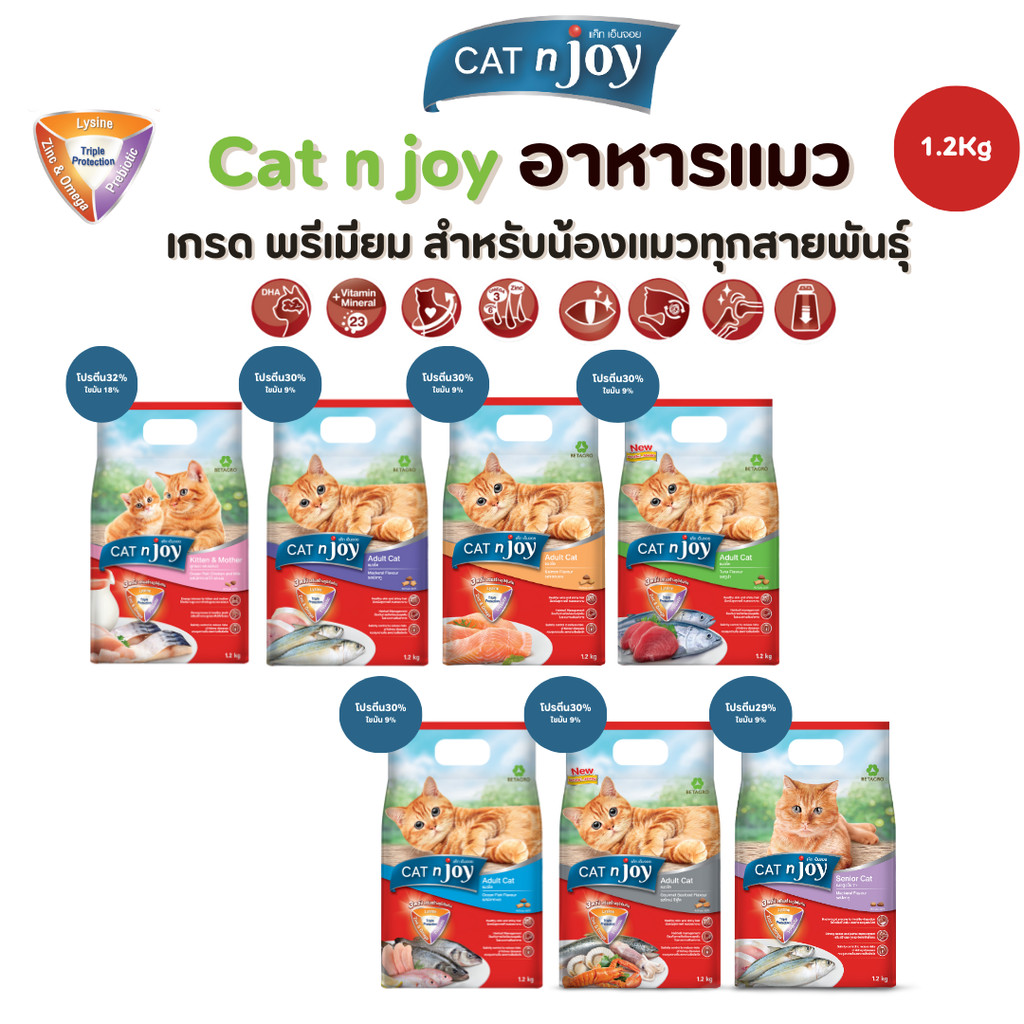 Cat n joy (1.2Kg) อาหารเม็ดแมวแคทเอ็นจอย 1.2kg | Shopee Thailand