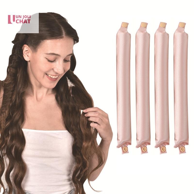 ดี 4 ชิ้น Heatless Curling Rod Lazy Hair Curlers ไม่มีความร้อนผม ...