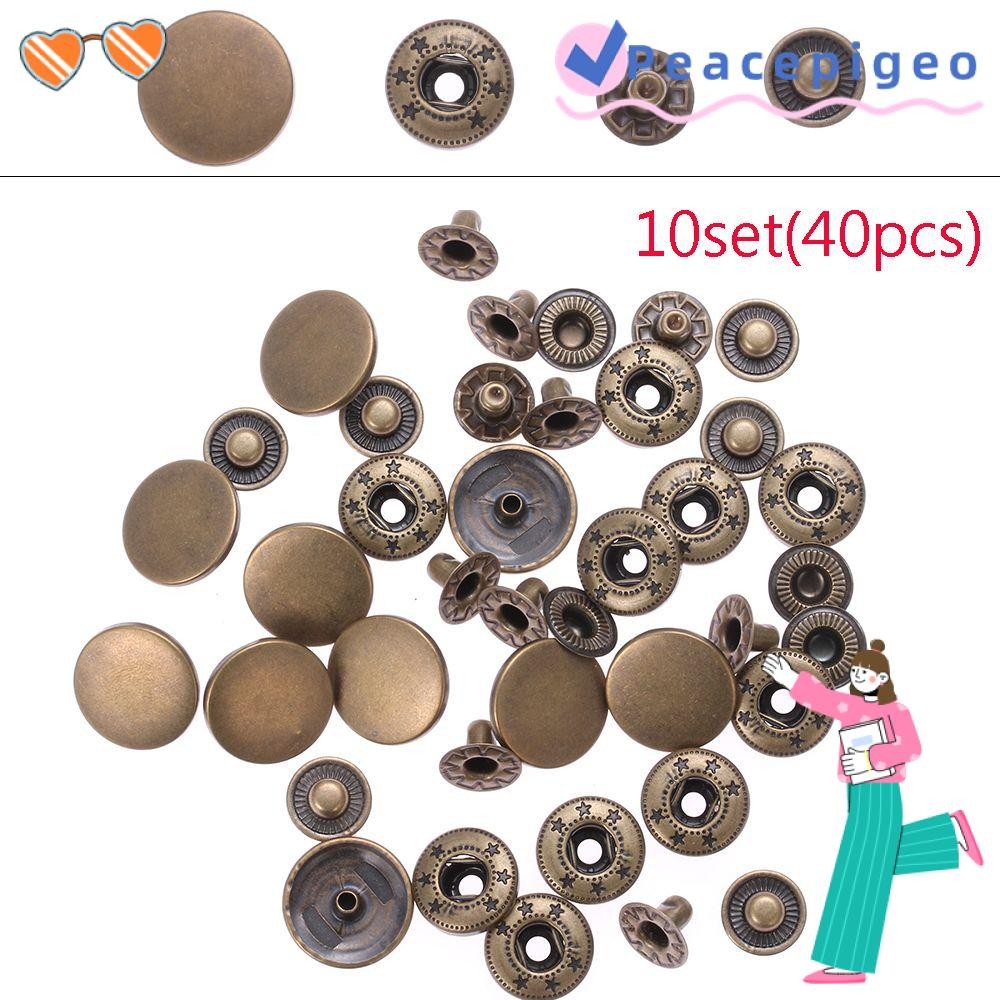 PEACEPIGEO 10 ชุด (40 ชิ้น) ตัวยึดอุปกรณ์เย็บผ้า Scrapbooking Stud กดปุ่ม | Shopee Thailand