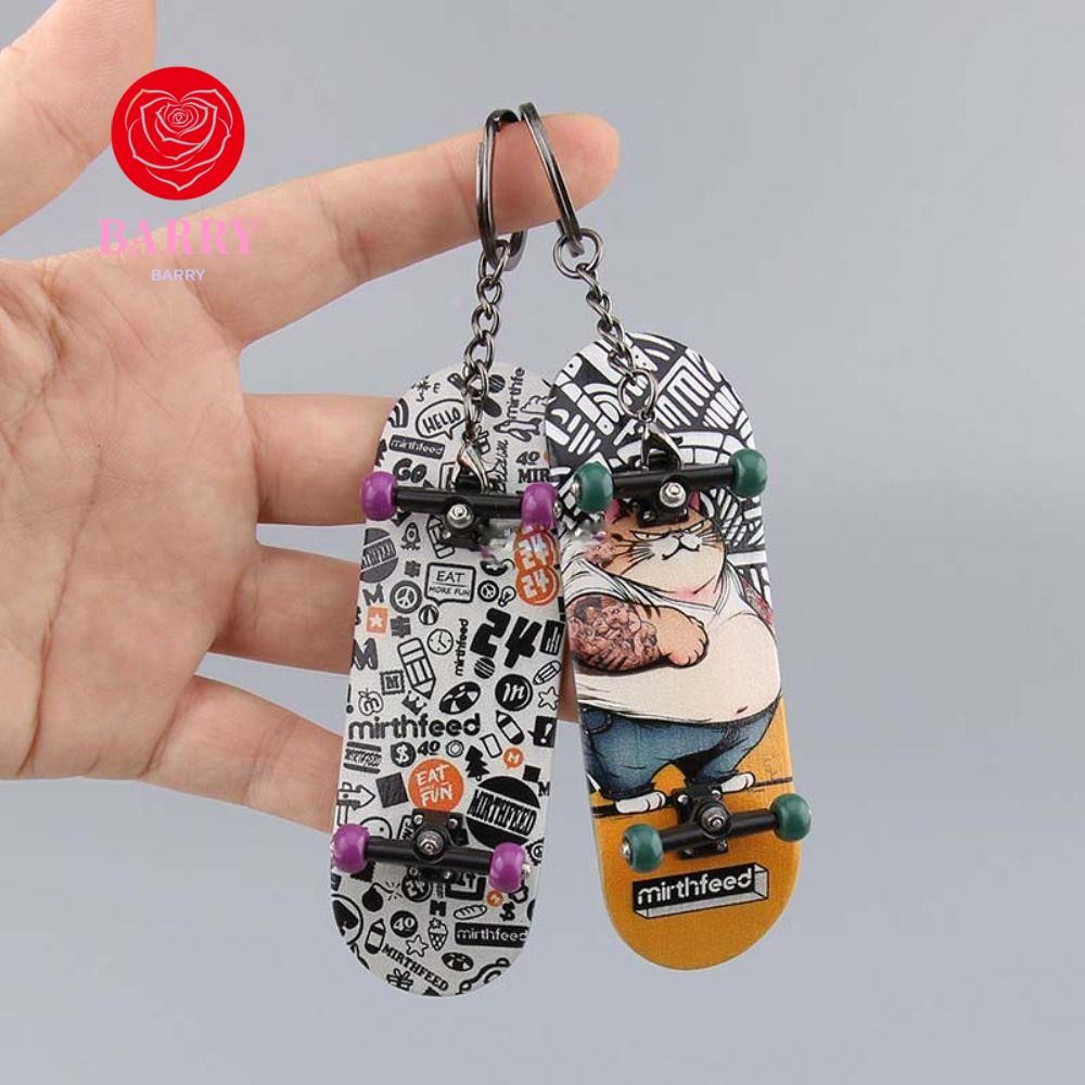 BARRY DIY ไม้ Fingerboard จี้, Maple ไม้ Key Chain Finger Skate Board ...