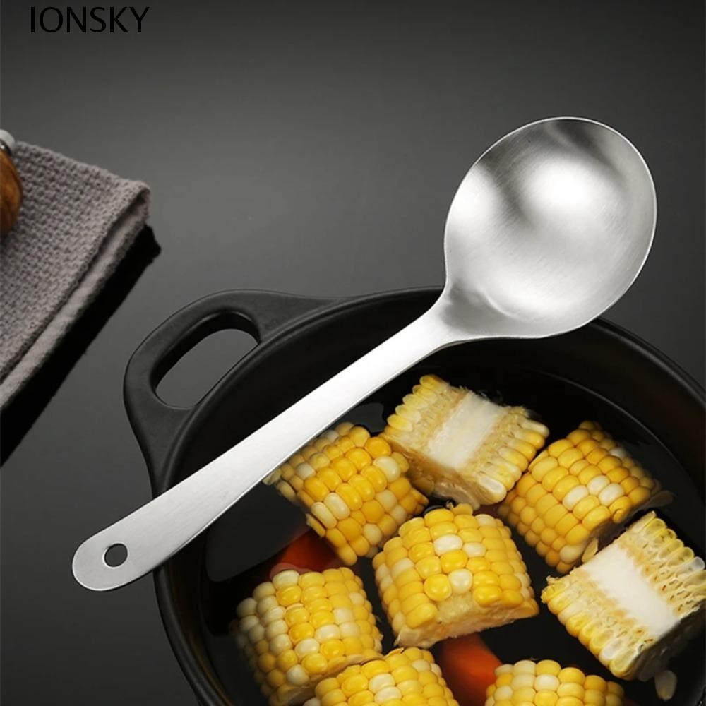 IONSKY ช้อนข้าว 2 ชิ้น, ทัพพีซุปกันสนิมลึก, เครื่องใช้บนโต๊ะอาหารในครัว ...