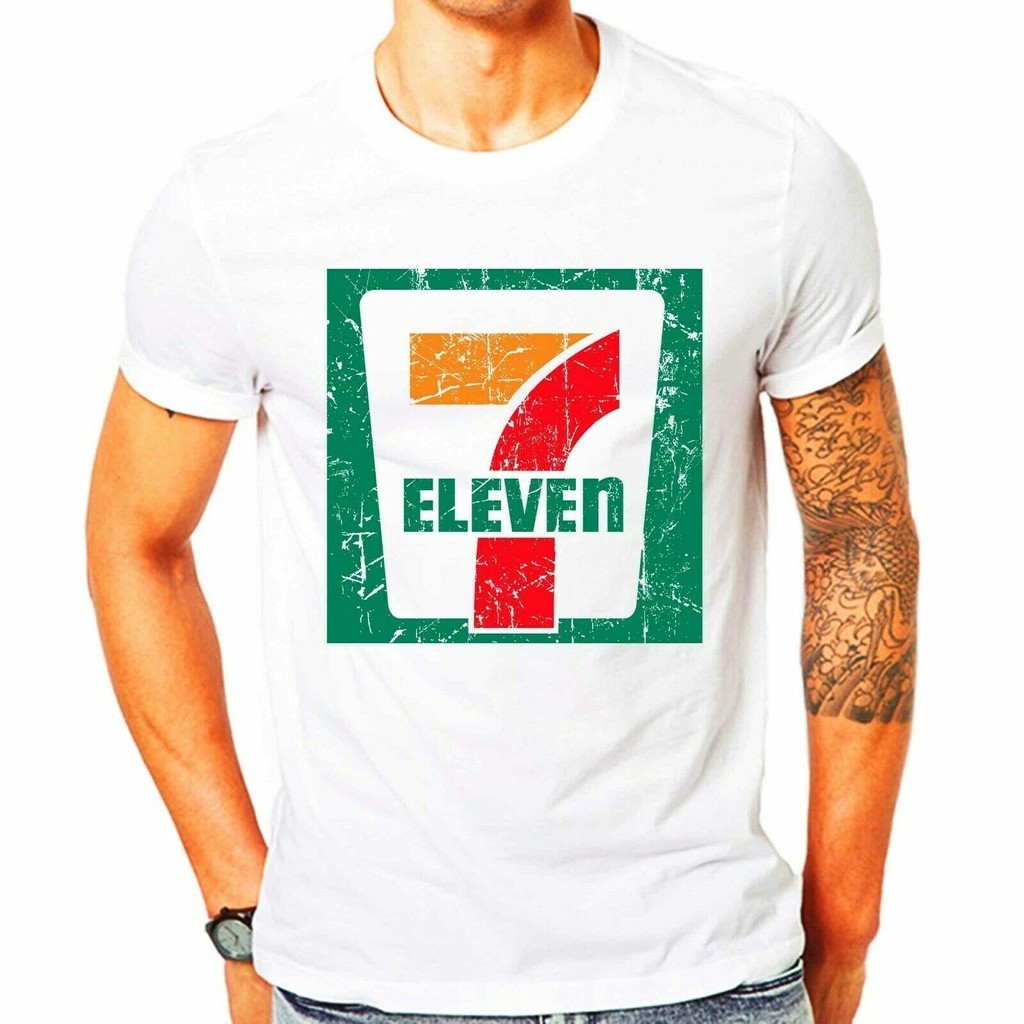 เสื้อยืดคอกลม retro สไตล์ผู้ชายจาก 7-Eleven Seventy-One ผ้าฝ้ายเน้นความ ...