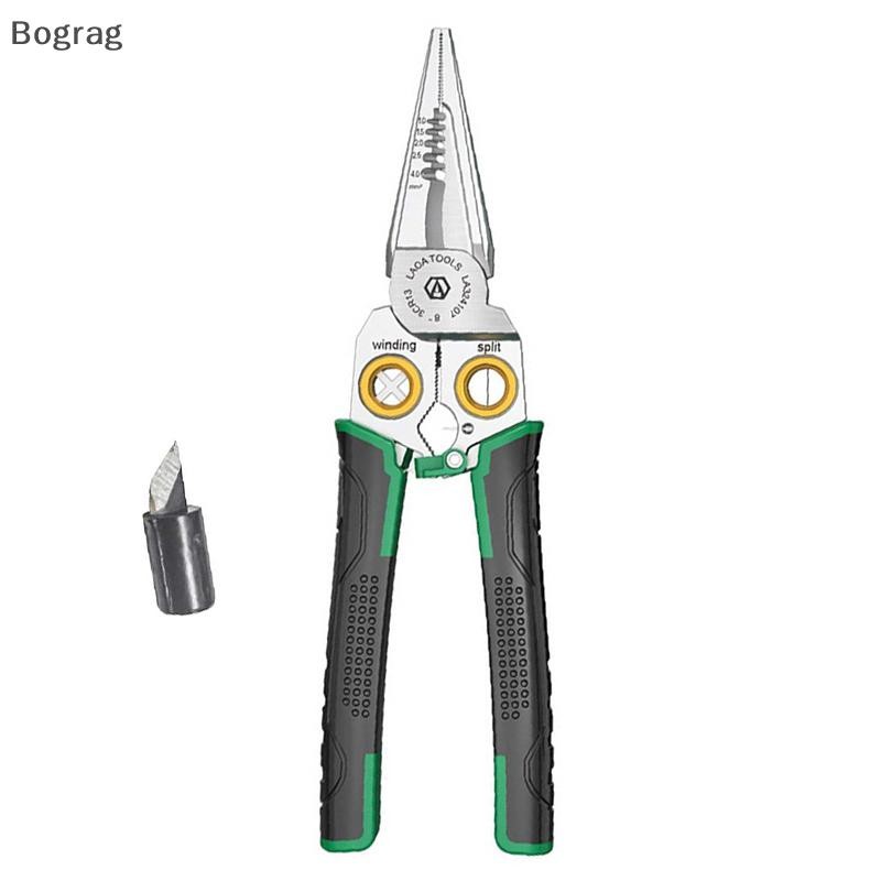 [Bogr] 7 In 1 คีมปอกสายไฟช่างไฟฟ้าสาย Cutg Terminal Crimping Splitg ...