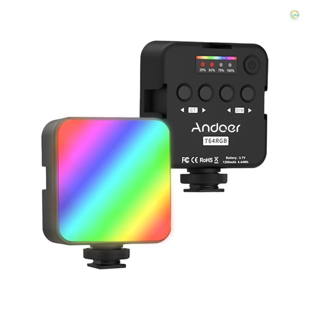Andoer T64RGB กระเป๋าไฟ Led Mini Video โคมไฟ RGB การถ่ายภาพ 2500K-9000K±200K อุณหภูมิสี CRI95 ...