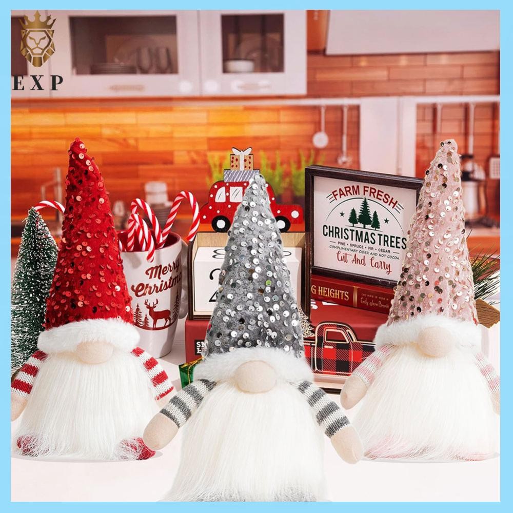 [explosion1.th] ตุ๊กตาผ้ากํามะหยี่ Gnome เรืองแสงคริสต์มาสพร้อมหมวกเลื่อมของเล่นคนแคระสําหรับตก ...