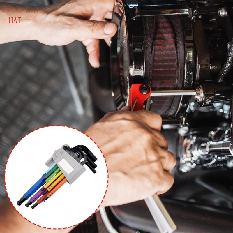 Hai 9 ชิ้น Hex Key ชุดเครื่องมือ Bright สี Long End ออกแบบสี Coded L ...