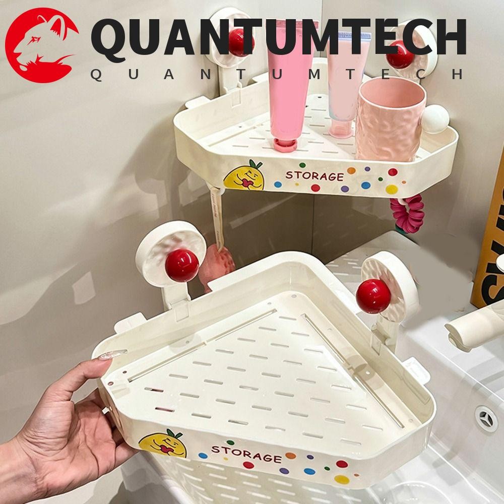 QUANTUMTECH ถ้วยดูดสามเหลี่ยมชั้นเก็บ, Punch ฟรีชั้นเก็บมุมพลาสติก, ปฏิบัติติดผนังที่ถอดออกได้ ...