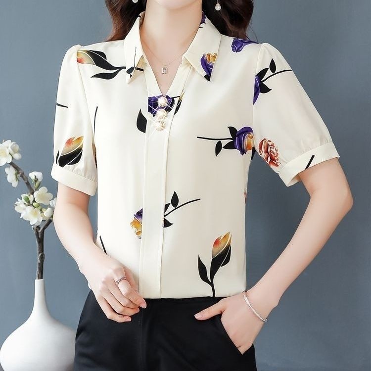 Douya STORE เสื้อชีฟองผู้หญิงขนาดพิเศษฤดูร้อนสไตล์เกาหลีเสื้อโปโลคอปก ...