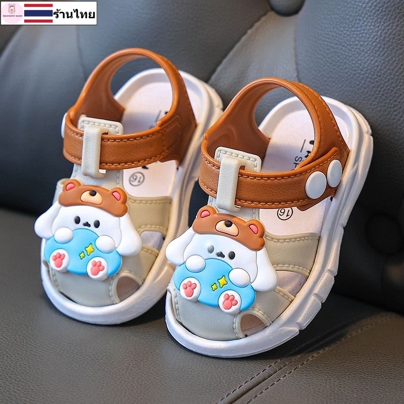 รองเท้าเด็ก รองเท้าแตะหมาน่ารัก แบบหุ้มเท้ามีที่รัดส้น ของไทยพร้อมส่ง ...