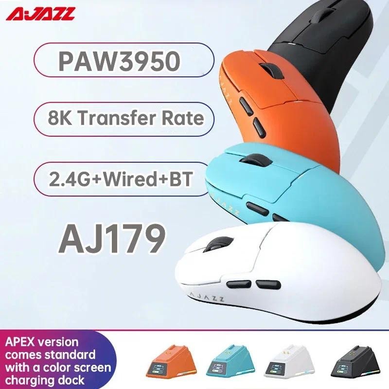 Ajjazz AJ179 P/PRO/APEX PAW3395 เมาส์ไร้สายแบบมีสายน้ําหนักเบาพร้อมฐานชาร์จแม่เหล็ก Ergonomic ...