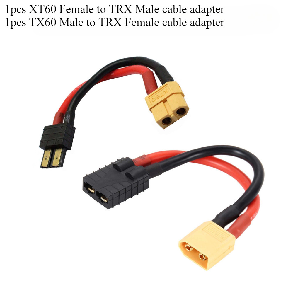 XT60 Connector to TRX Traxxas ปลั๊กซิลิโคน 12AWG อะแดปเตอร์สายไฟสายเคเบิลใช้สําหรับแบตเตอรี่ RC ...