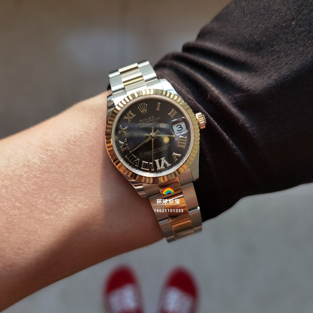 Rolex rotx Log Gold 31 สีเทานาฬิกาคู่หญิง278273เข็มขัดห้าลูกปัด/เข็มขัด ...