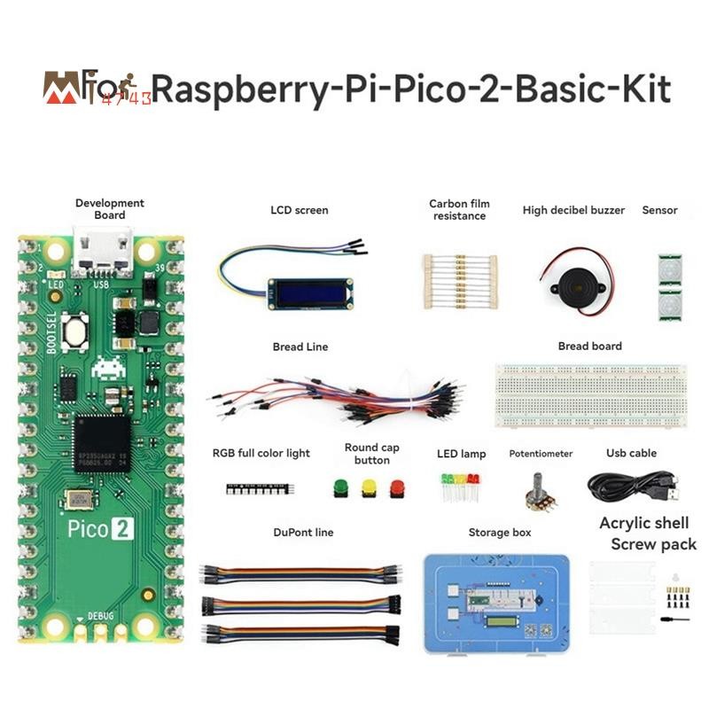 Mi4743สําหรับ Raspberry Pi Pico 2 Basic Kit Development Board RP2350 Microcontroller ARM Cortex ...