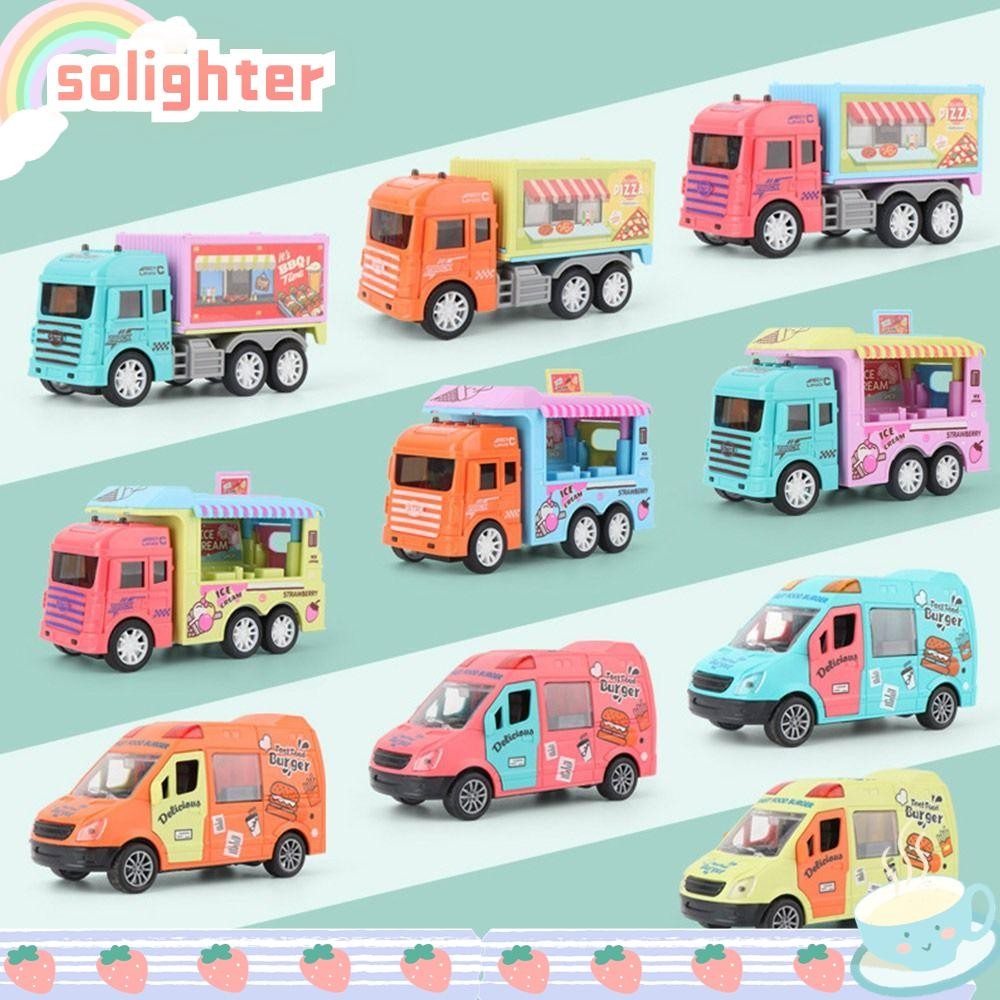 Solighter สีสุ่ม Mini Inertia รถเด็กของขวัญเกมทําอาหารเปิดประตู Van ...