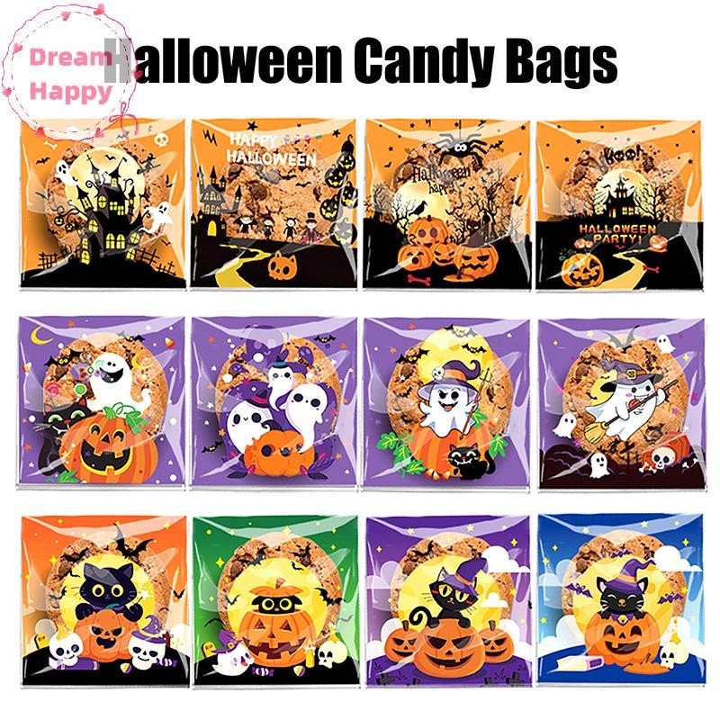 Dreamhappy 100 ชิ้น White Ghost ฟักทองค้างคาวรูปแบบฮาโลวีนของขวัญห่อ ...