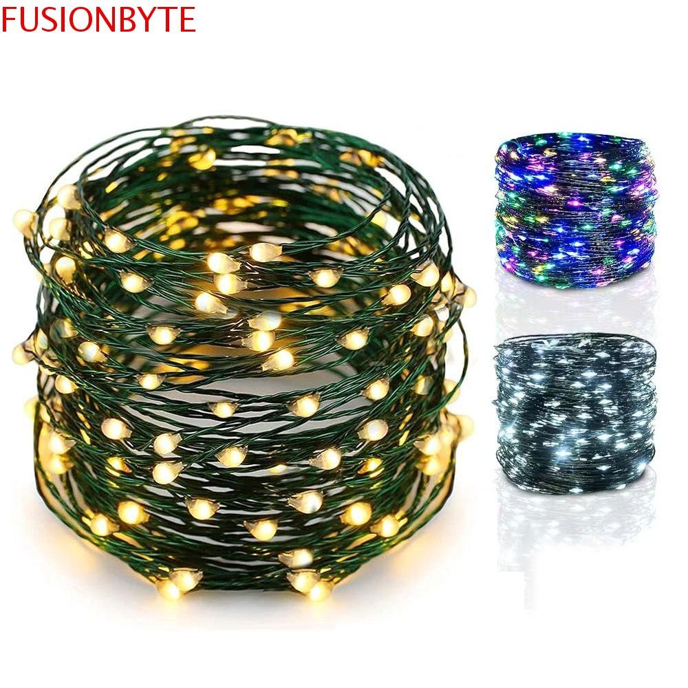 Fusionbyte ไฟคริสต์มาส,ไฟต้นคริสต์มาสกันน้ําหลากสี,ไฟนางฟ้าพร้อมรีโมทคอนโทรลลวดทองแดงสีเขียว 50/ ...