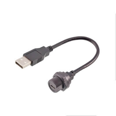 กันน้ํา Micro USB หญิง Back mount Receptacle to USB 2.0 ชาย Overmolded ...