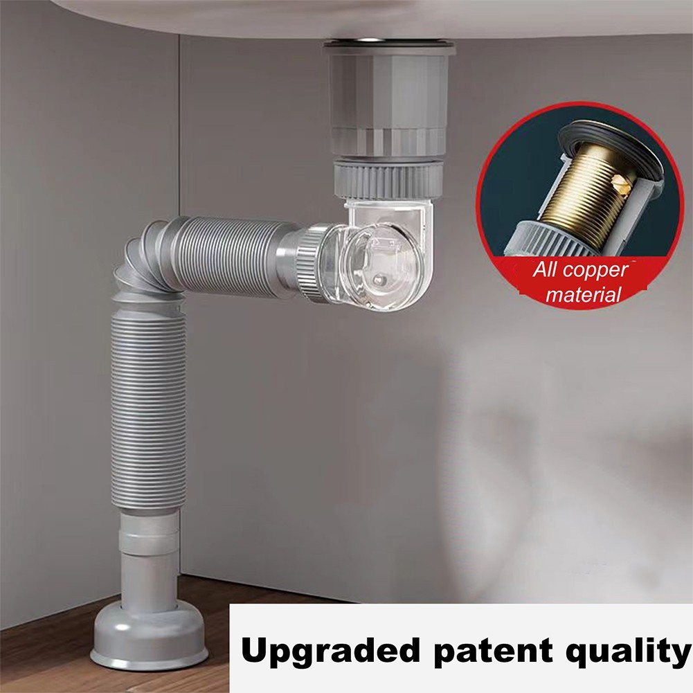 【ECHO】Convenient 3 in 1 Bathroom Sink Drain Kit Flexible Pipe No P Trap ...